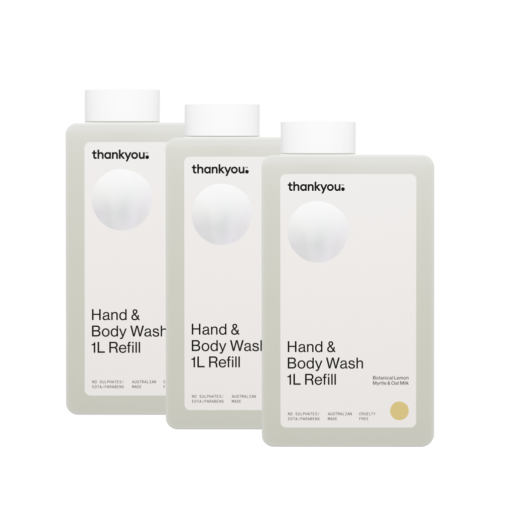 Thankyou Hand & Body Wash Refill 1L x 3 - Botanical Lemon Myrtle & Oat ...