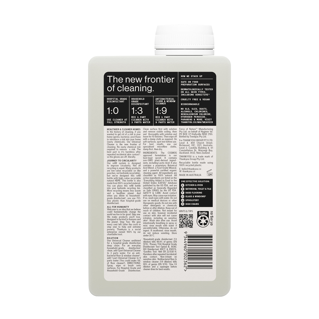Thankyou Universal Cleaner 1L Refill x 3 - NEW Fragrance Free – Kind ...