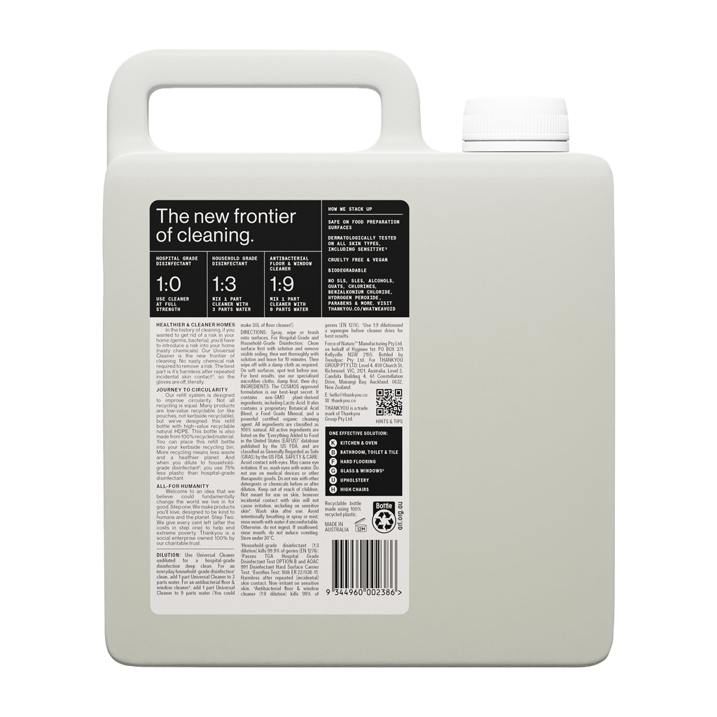 Thankyou Universal Cleaner 3L Refill x2 - NEW Fragrance Free – Kind Regards